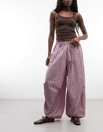 Collusion pantalon baggy XL &agrave; carreaux rose