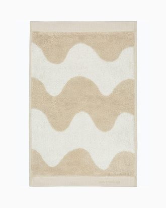 Marimekko Lokki G&auml;stehandtuch aus Frottee-Baumwolle (Beige) - Wellen gemusterte G&auml;stet&uuml;cher - 50,8 x 30,5 cm