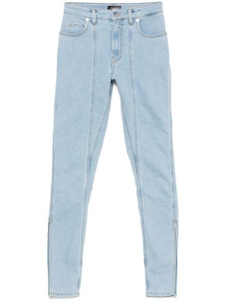MUGLER jean &agrave; d&eacute;tails de coutures contrastantes - Bleu