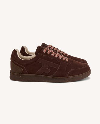 Faguo Baskets cuir su&egrave;de marron fonc&eacute;