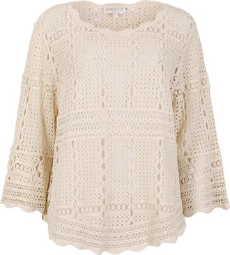 Apricot Bell Sleeve Crochet Top
