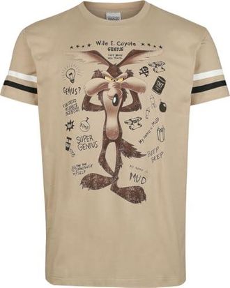 Looney Tunes Coyote Genius Homme T-Shirt Manches Courtes Beige XL 100% Coton Regular/Coupe Standard