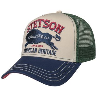 Stetson The Plains Trucker Cap Snapback Baumwolle Herren Sommer Winter gr&uuml;n One Size Small
