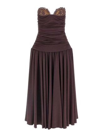 Magda Butrym Robe Au Genou - Rouge Brun