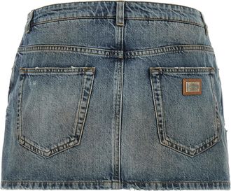 Dolce & Gabbana Cross-Embellished Denim Shorts - Blue