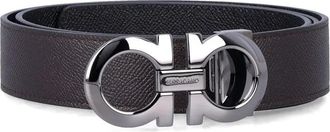 Ferragamo G&uuml;rtel - Hammered Leather Reversible Gancini Belt - Gr. 115 - in Schwarz - f&uuml;r Damen