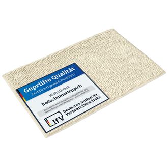 WohnDirect Badematte 50x80 cm Creme - Saugstarker Duschvorleger & Badvorleger - Weicher Hochflor Badezimmerteppich Rechteckig, Waschbar & Oeko-Tex (Versand aus D