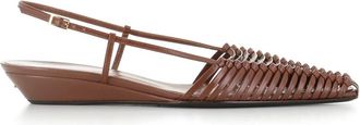 Giuseppe Zanotti Femme, Chaussures, Brun, Taille: 37 1/2 EU Orsola Woven Slingback Sandal