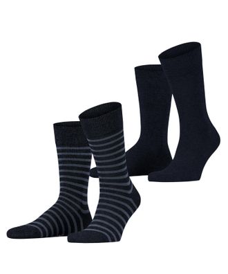 Esprit Herren Socken Fine Stripe Multipack M So Baumwolle gemustert 2 Paar, Blau Marine 6120, 39-42