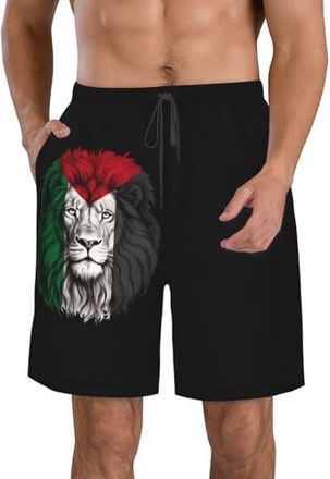 Generic Drapeau du Lion Palestinien De Palestine Homme Short De Bain Piscine Short De Plage Séchage Rapide Watershort Respirant Shorts De Loisirs XXL
