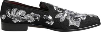 Dolce & Gabbana Femme, Chaussures, Noir, Taille: 44 EU Mocassins Noirs Argent Pailletés