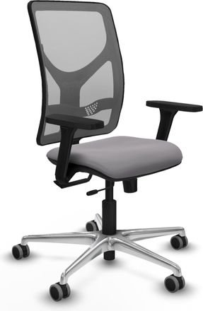 Piqueras y Crespo Arbeitsstuhl mit 3D-Armen, h&ouml;henverstellbare Lendenwirbelst&uuml;tze, ausgestattet mit Syncro/Traslack und Schneidschaum, mit Rollen 65 mm, Parkett, Grau/G