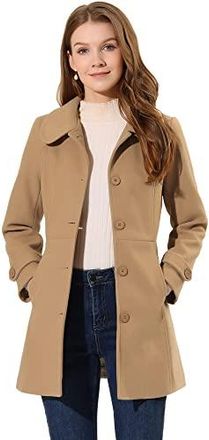 Allegra K Manteau dhiver pour femmes à col claudine et boutonnage sur le devant Costume dHalloween Kaki S