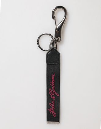 Dolce & Gabbana Logo-Embroidered Polyester Key Case - Black