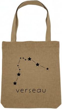 Fabulous Sac Shopping Tote Bag Aspect Lin - Verseau Etoile Signe Astrologie Constellation Minimaliste - Sac de Courses Toile Epaisse 360g Beige Naturel Cabas P