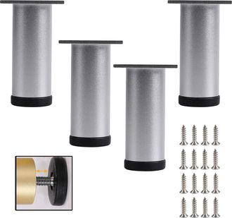 Generic 4 Stück Metallmöbelbeine, höhenverstellbare Stützfüße, Aluminium-Tischbeine, für Schreibtische Schrankbeine TV-Schrank, verschleißfest und rutschfest,