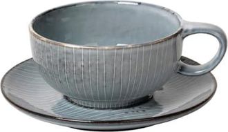 Broste Copenhagen Broste Copenhagen 14533220 Nordic Sea Tasse mit Unterteller, Steingut, 25ml