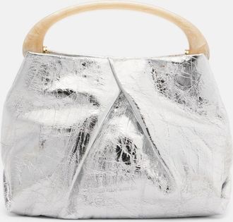 Dries Van Noten Henkeltasche Crisp Mini aus Metallic-Leder