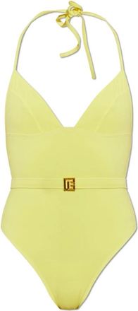 Balmain Femme, Maillots de bain, Jaune, Taille: 44 FR Maillot de bain avec ceinture et plaque logo