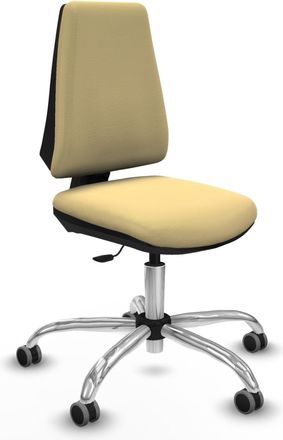 Piqueras y Crespo Elche B&uuml;rostuhl ohne Armlehnen, ausgestattet mit Permanentkontakt und Schneideschaum, 65 mm Rollen, Parkett, cremefarben