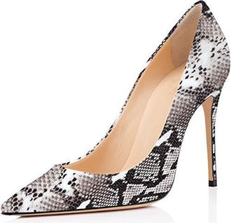elashe Escarpins Femme - 10cm Sexy Talon Aiguille - Stiletto Soir Fête Chaussures Python EU39