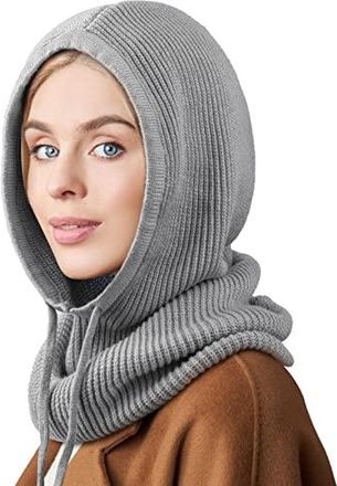 Dreshow Bonnet Femme Hiver Chapeaux dhiver pour Femmes Balaclava Knit Beanie Skull Cap Tricotée Cagoule à Capuche