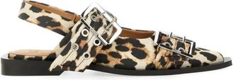 Ganni Leopard Print Slingback Flats - Gr. 36 (EU) - in Braun