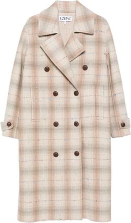 Loewe Femme, Manteaux, Beige, Taille: 36 FR Wool Check Coat