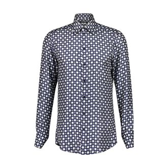 Dolce & Gabbana Printed Silk Twill Martini Shirt - - Shirts - Herren - Blau - M