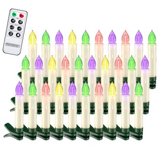 Deuba LED Weihnachtsbaumkerzen Kabellos 30er Set Bunt Batterie Timer Christbaumkerzen Tannenbaumkerzen Lichterkette Weihnachtsbaum Beleuchtung