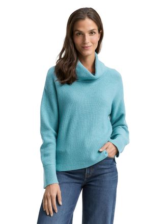 Tom Tailor Damen 1049160 Oversize Rollkragenpullover, 36507 - Tropical Teal Melange, XL EU
