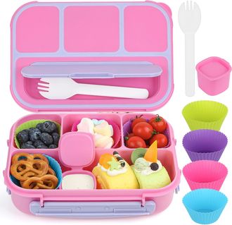 Mamix Bento-Lunchbox, 4 Fächer, für Erwachsene und Kinder, 1300 ml, Violett