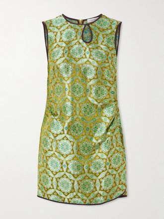 CHRISTOPHER ESBER Palmira Minikleid Aus Brokat Mit Blumenmuster, Raffungen Und Cut-out - Gr&uuml;n