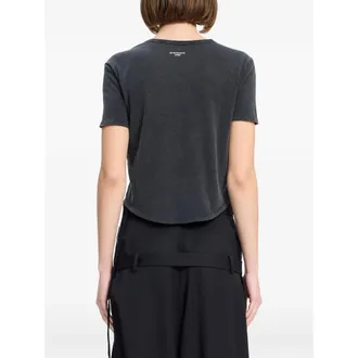 Ann Demeulemeester Logo-Slogan Print Cotton T-Shirt - Black