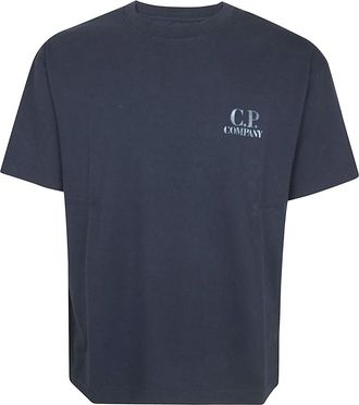 C.P. Company C.p. Company, Homme, Tops, Bleu, Taille: XL T-Shirt Confort Logo en Jersey 30/1