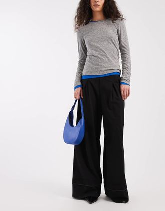 Asos Elegante Hose mit weitem Bein und Umschlag-Schwarz