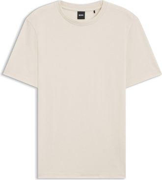 BOSS Herren Tiburt 240 T-Shirt aus Baumwoll-Mix mit kreisf&ouml;rmiger Jacquard-Struktur Wei&szlig; L