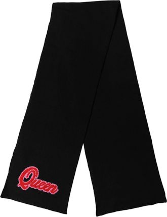 Dolce & Gabbana Embroidered Logo Cashmere Scarf - Black