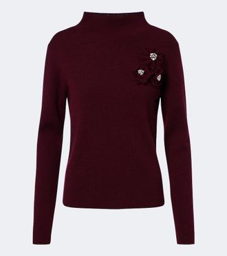 Jardin Des Orangers Pull en laine et cachemire &agrave; appliqu&eacute;s floraux