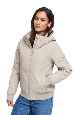Marikoo Damen Winterjacke (XS-XXL) - wind- und wasserabweisend, mit Kapuze, weiches Fleecefutter - N084 - LightTaupe Gr&ouml;&szlig;e XXL - Gr.XXL