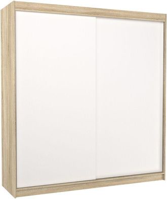 Les Tendances Les Tendances - Armoire chambre adulte bois clair et blanc 2 portes coulissantes Terika 200cm