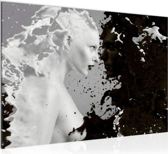Runa Art Bild Abstrakt Milk & Coffee Modern Wandbilder Wohnzimmer Schlafzimmer 1 Teilig - Made In Germany - Liebe Schwarz Weiss Flur 301815a