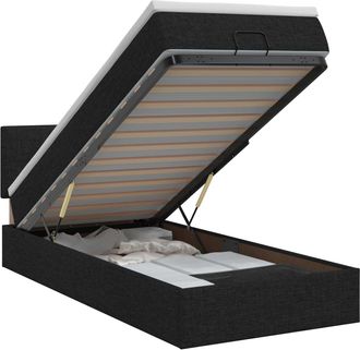 vidaXL Letto Ottomano Con Materasso Nero 100 X 200 Cm Tessuto Vidaxl
