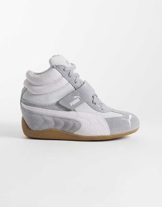 Puma Speedcat Keilsneaker aus grauem und wei&szlig;em Wildleder