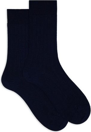 Gallo Gallo, Homme, Sous-v&ecirc;tements, Bleu, Taille: M Chaussettes courtes c&ocirc;tel&eacute;es en laine