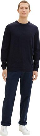 Tom Tailor Strickpullover N blau,Casual,Baumwolle,Unifarben,Rundhals,Lang,Regular Fit