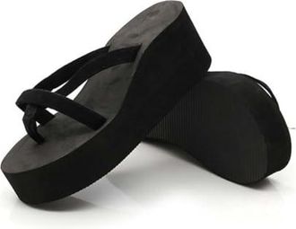 BESPORTBLE Ipetboom Tongs Compens&eacute;es pour Femmes &Eacute;t&eacute; Talon Noir Sandales L&eacute;g&egrave;res Confortables pour Plage ou D&eacute;contract&eacute;