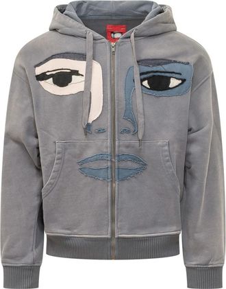 KidSuper Studios Face Hoodie - - Sweatshirts & Hoodies - Herren - Grau - S