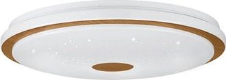 Eglo LED Deckenleuchte Lanciano 1, dimmbare Deckenlampe mit Fernbedienung, Deckenbeleuchtung mit Kristall-Effekt aus Metall, Holz und Kunststoff in Weiß un