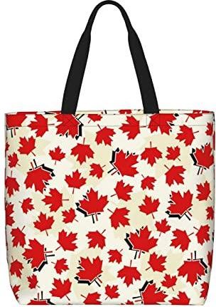 Generic Sac De Courses Motif Contemporain De Feuilles D&Eacute;rable Sac &Agrave; Bandouli&egrave;re En Toile R&eacute;utilisable Personnaliser Sacs &Agrave; Main, Pour Shopping, Femmes, Filles